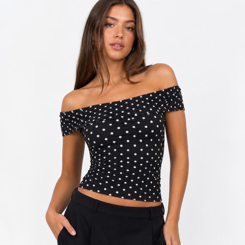 Polka Dot Off-the-Shoulder Top – ShopSabrinaNow